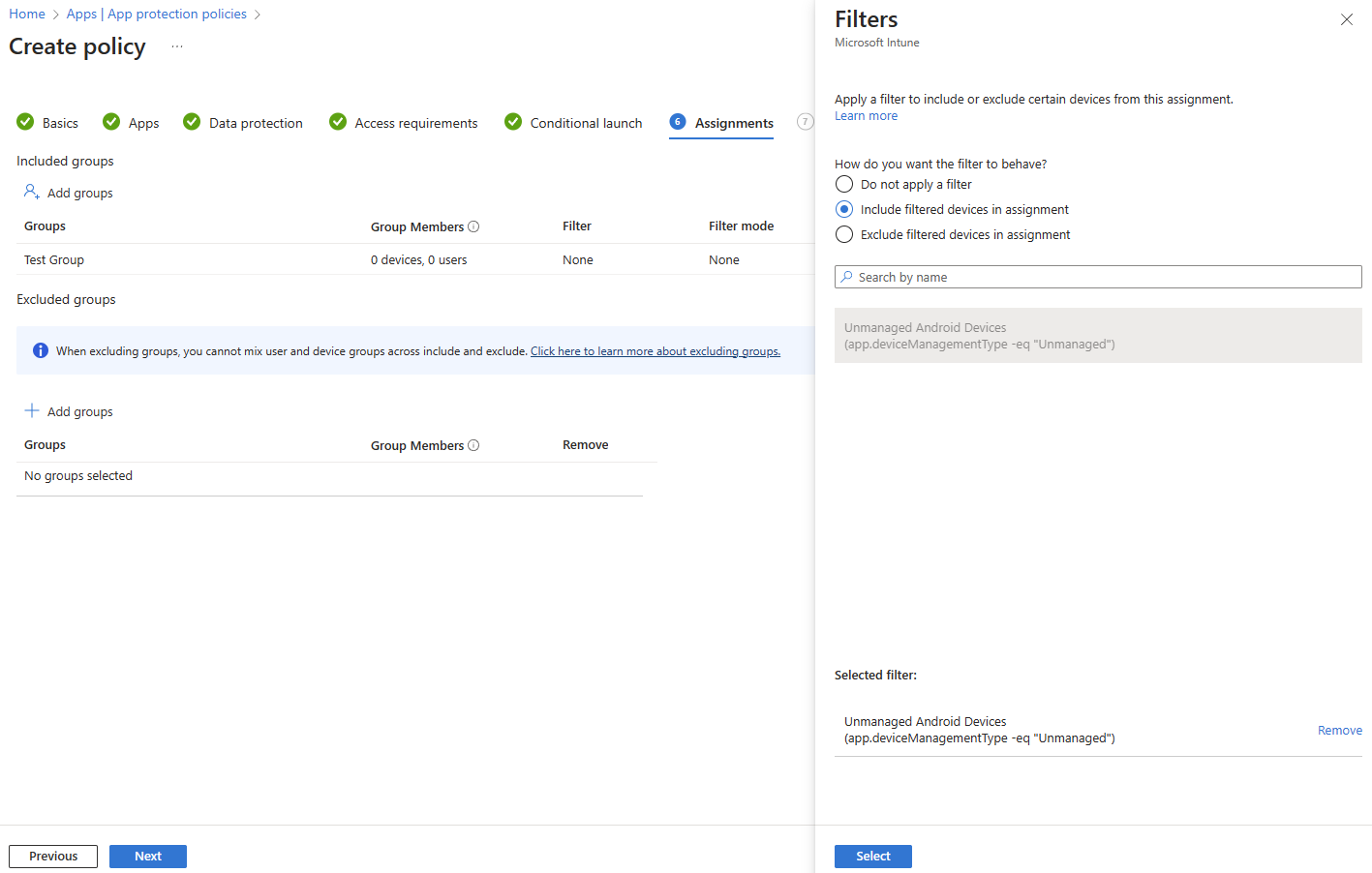 App Protection Policies - Filter Edition