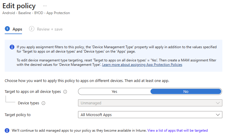 App Protection Policies - Filter Edition